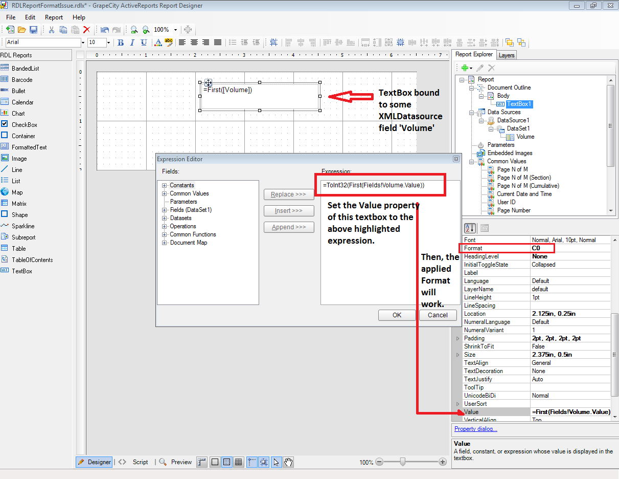Format property on textbox | ActiveReports v7+ | Developer | GrapeCity ...