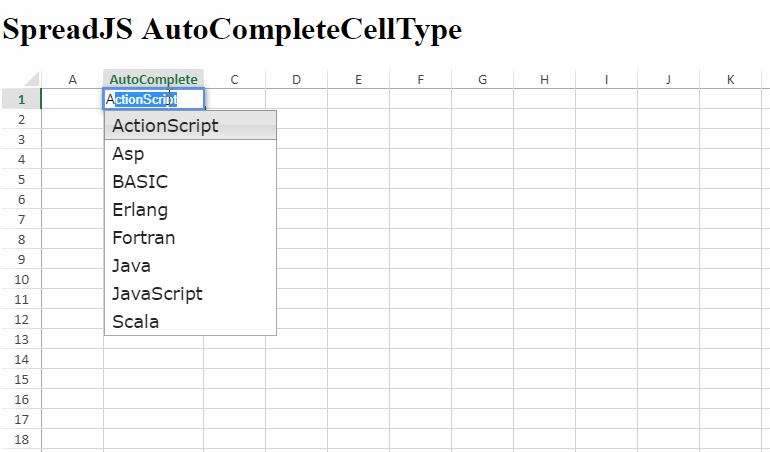 How To Add Autocomplete Cells In A Javascript Spreadsheet